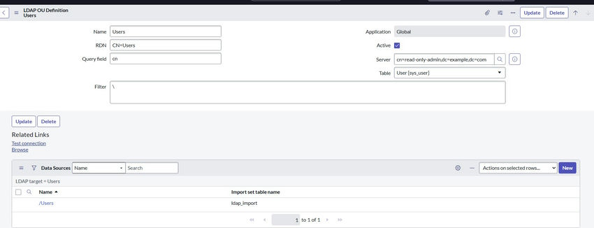 Integration of an LDAP server in servicenow